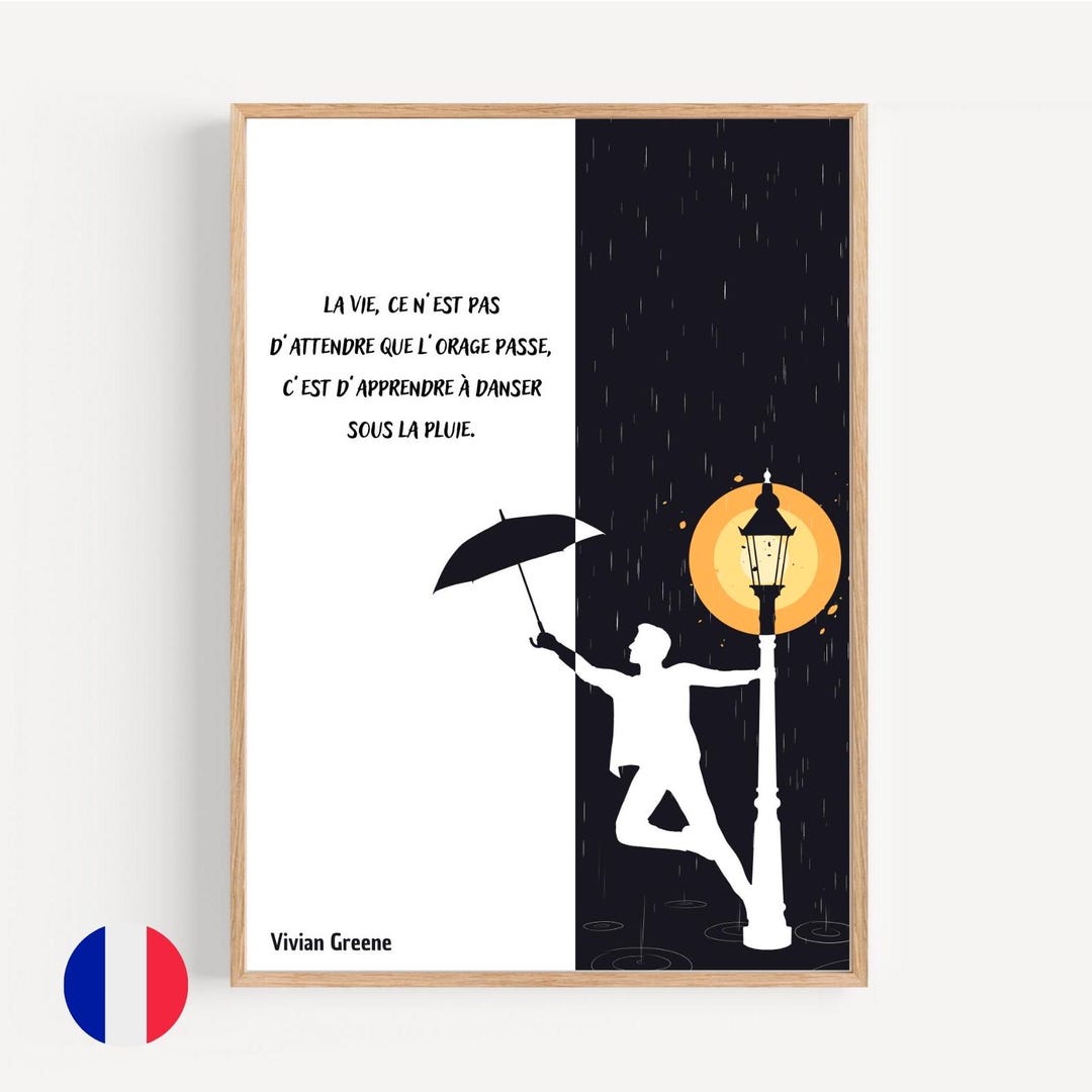 Happiness French Quote Poster, Wall Decoration Silhouette Holding an ...