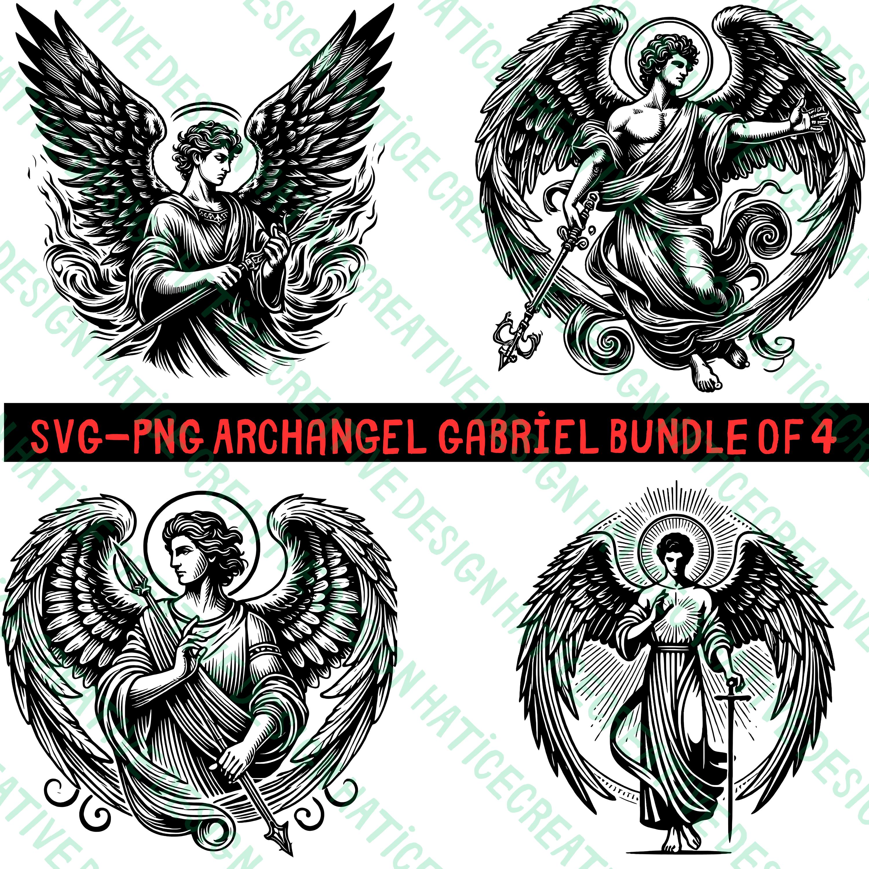 Archangel Gabriel Bundle SVG, Gabriel Clipart, Hand Drawn Archangel ...