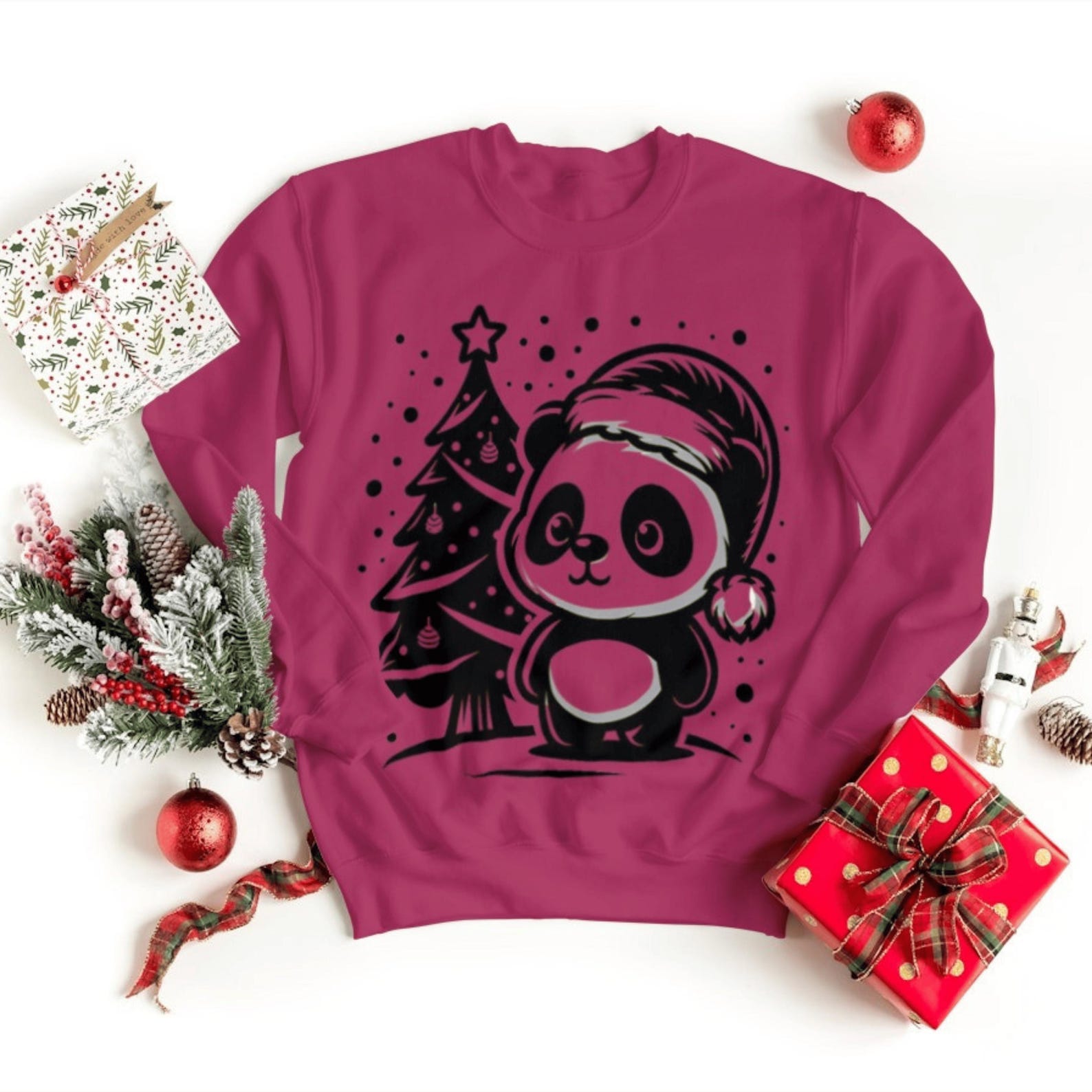 Christmas Panda Svg, Snow Svg, Panda Silhouette, Christmas Gift ...