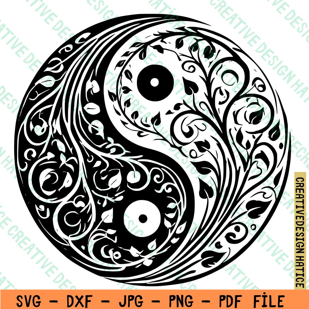 Yin Yang Ivy Svg, Yin Yang Clipart, Ivy Yin Yang Symbol, Yin Yang ...