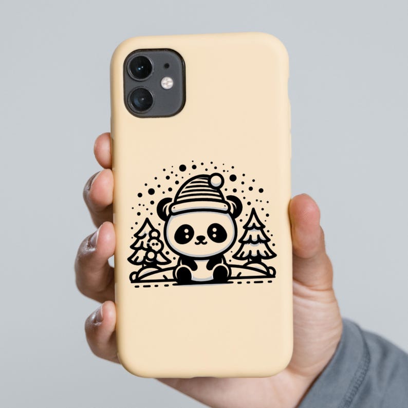 Christmas Panda Svg, Cute Christmas Panda Digital Illustration, Snow ...