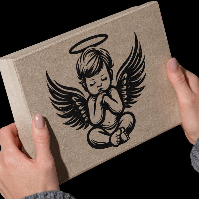 Baby Angel SVG Clipart, Baby Angel Clipart, Hand Drawn Arch Angel Theme ...