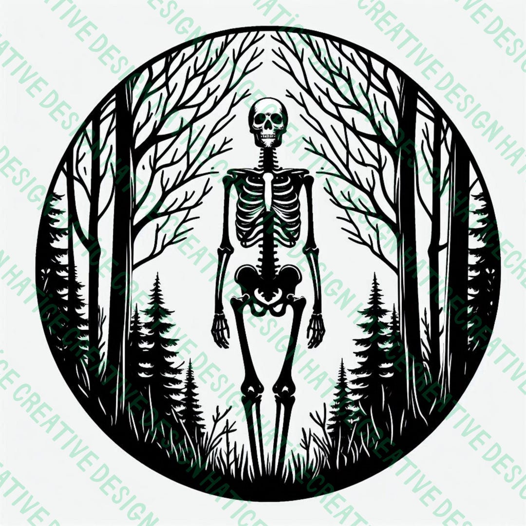 Skeleton İn the Woods Svg, Skeleton Dxf, Skeleton Png, Skeleton Design ...