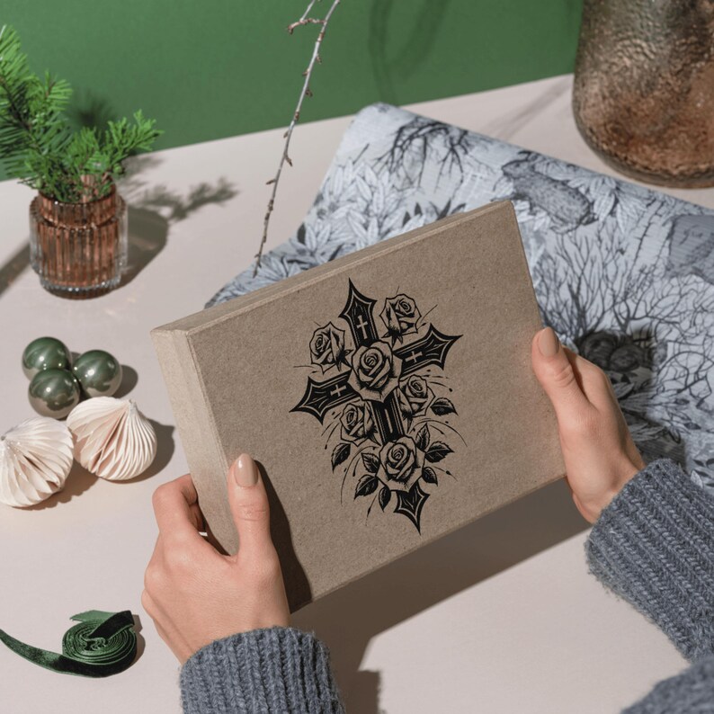 Floral Rose Cross Svg, Dove and Cross Clipart, Black and White Tattoo ...