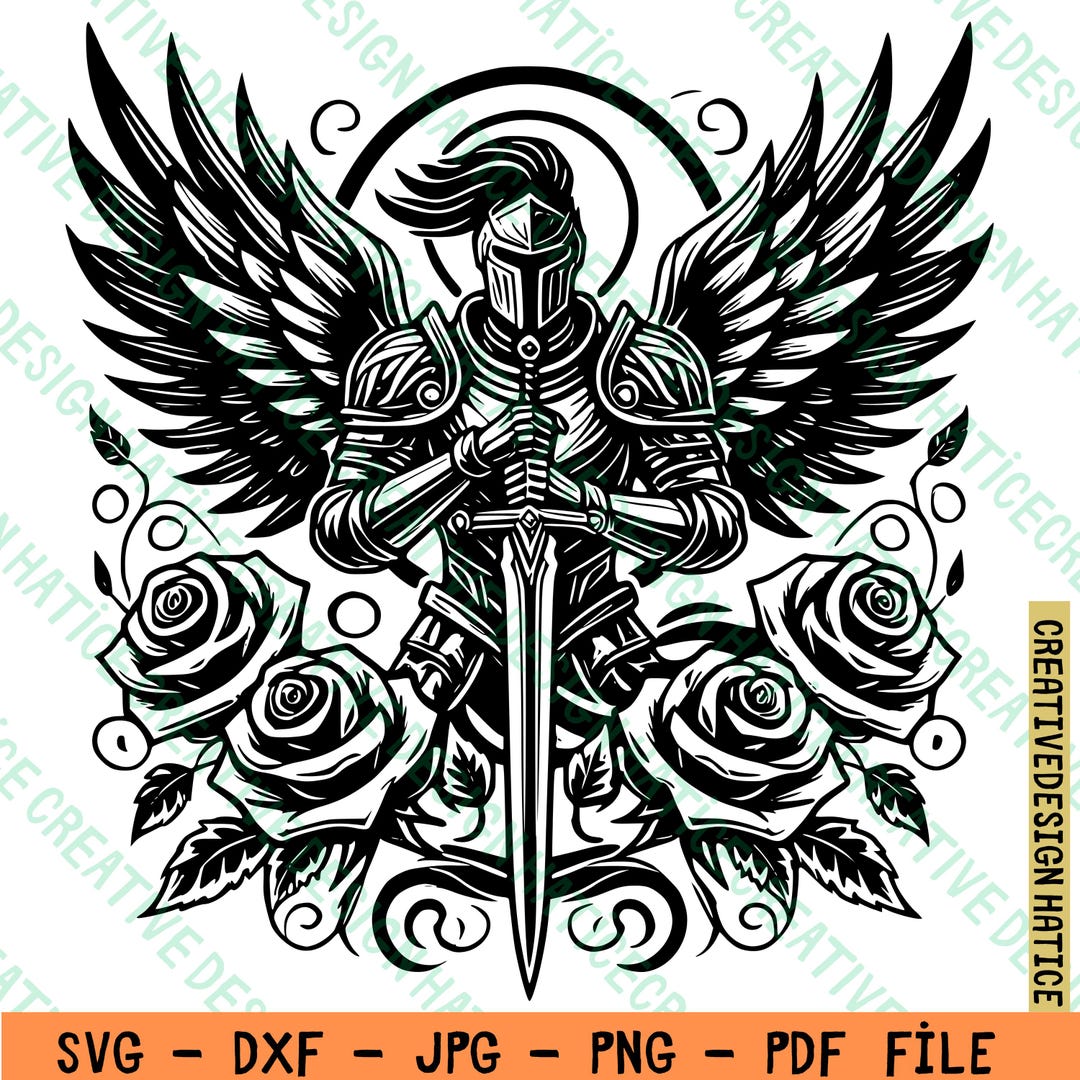 Warrior Angel SVG, Warrior Angel Clipart, Hand Drawn Warrior Angel ...