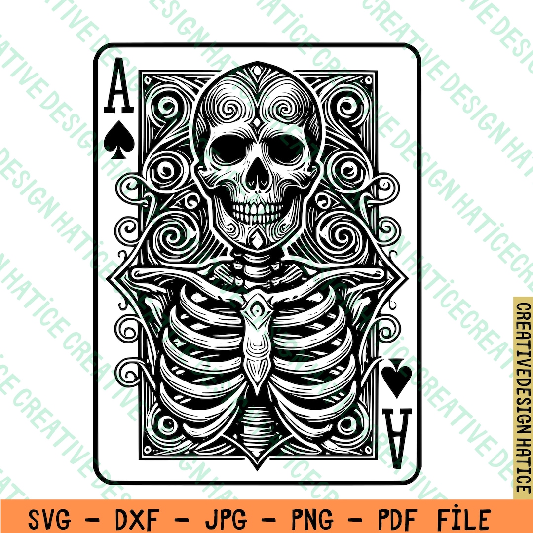 Poker Card Skull SVG PNG, Playing Card Skull Svg, Full Deck of Cards ...