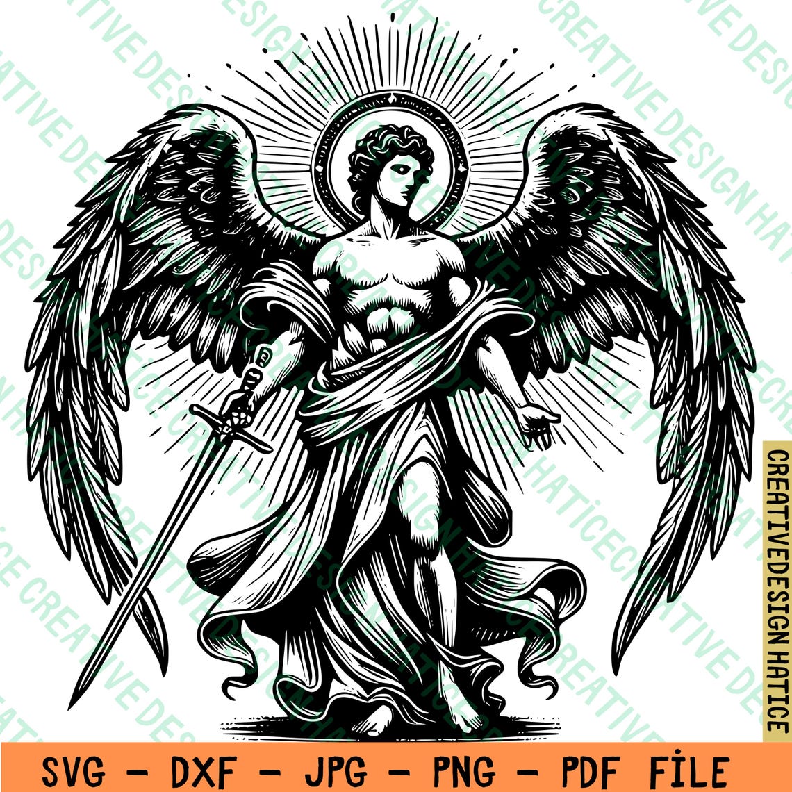 Archangel Gabriel SVG, Gabriel Clipart, Hand Drawn Archangel Gabriel ...