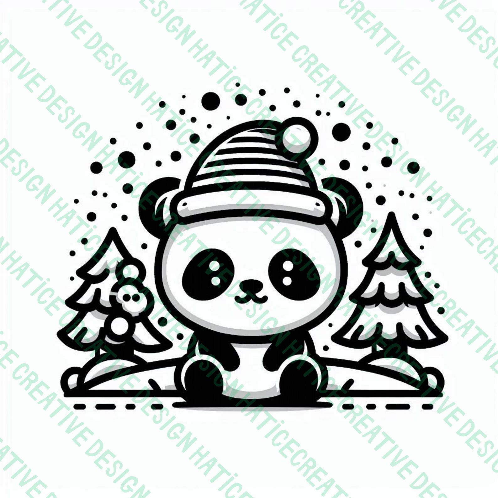 Christmas Panda Svg, Cute Christmas Panda Digital Illustration, Snow ...