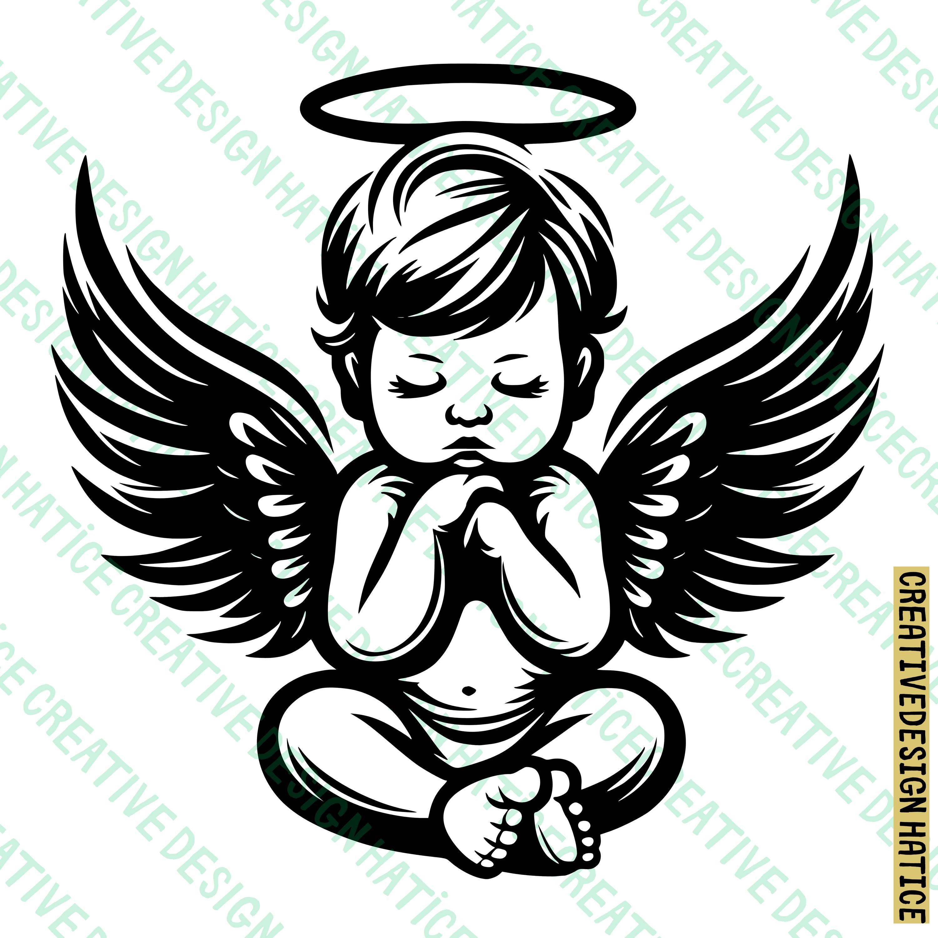 Baby Angel SVG Clipart, Baby Angel Clipart, Hand Drawn Arch Angel Theme ...