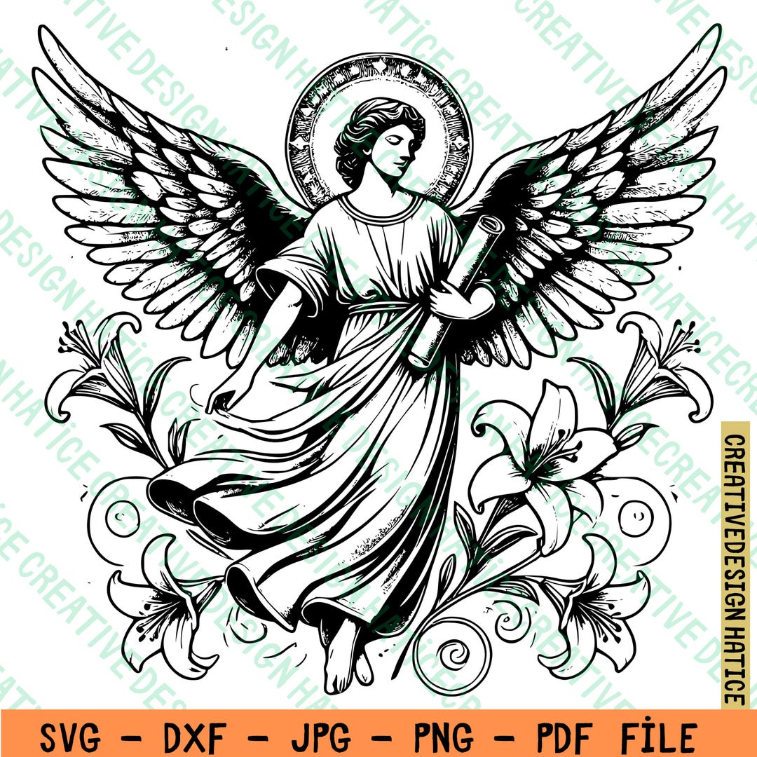 Archangel Gabriel SVG, Gabriel Clipart, Hand Drawn Archangel Gabriel ...