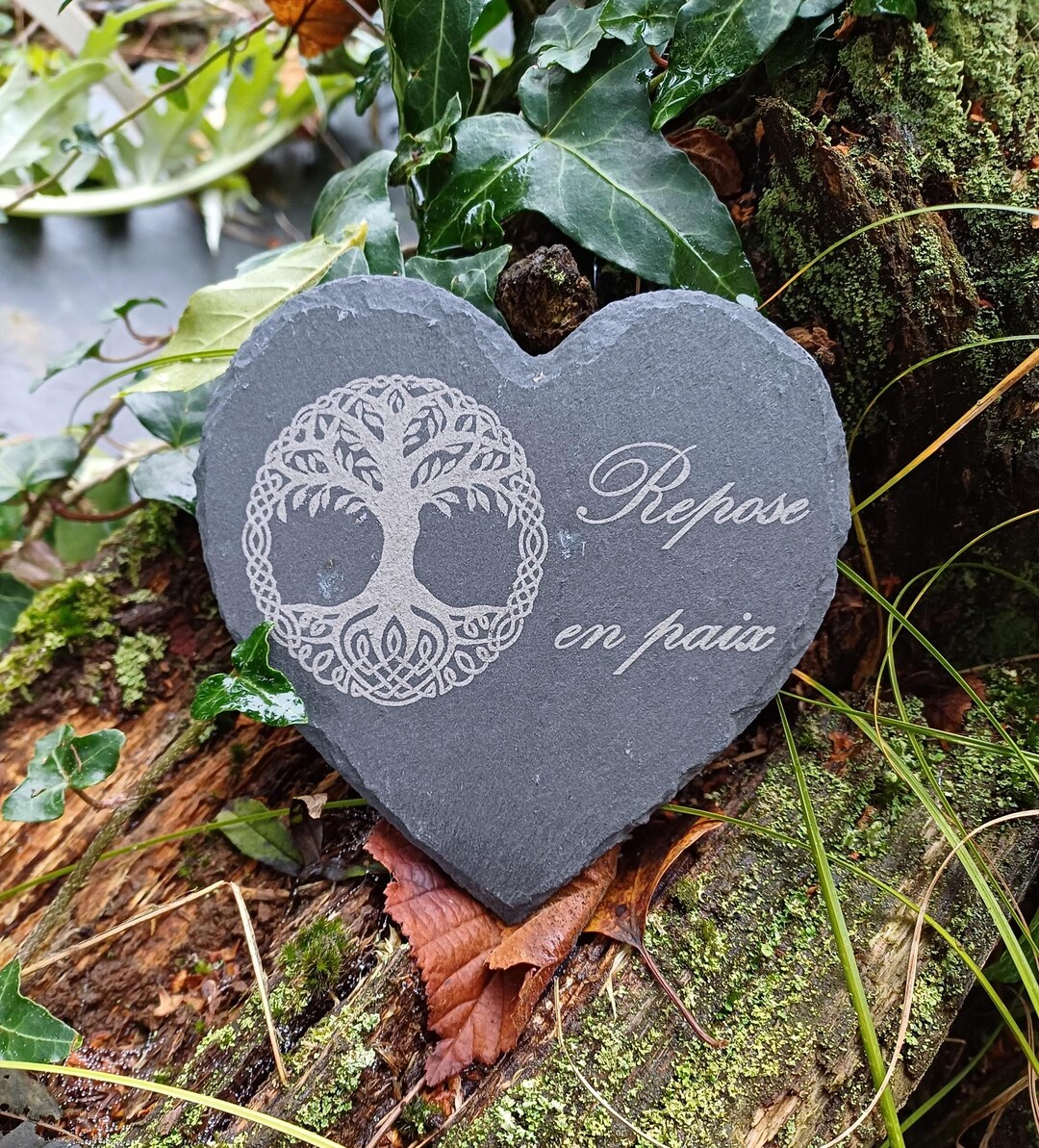 Engraved Slate Heart, Tree of Life, Personalized Message, Tribute ...