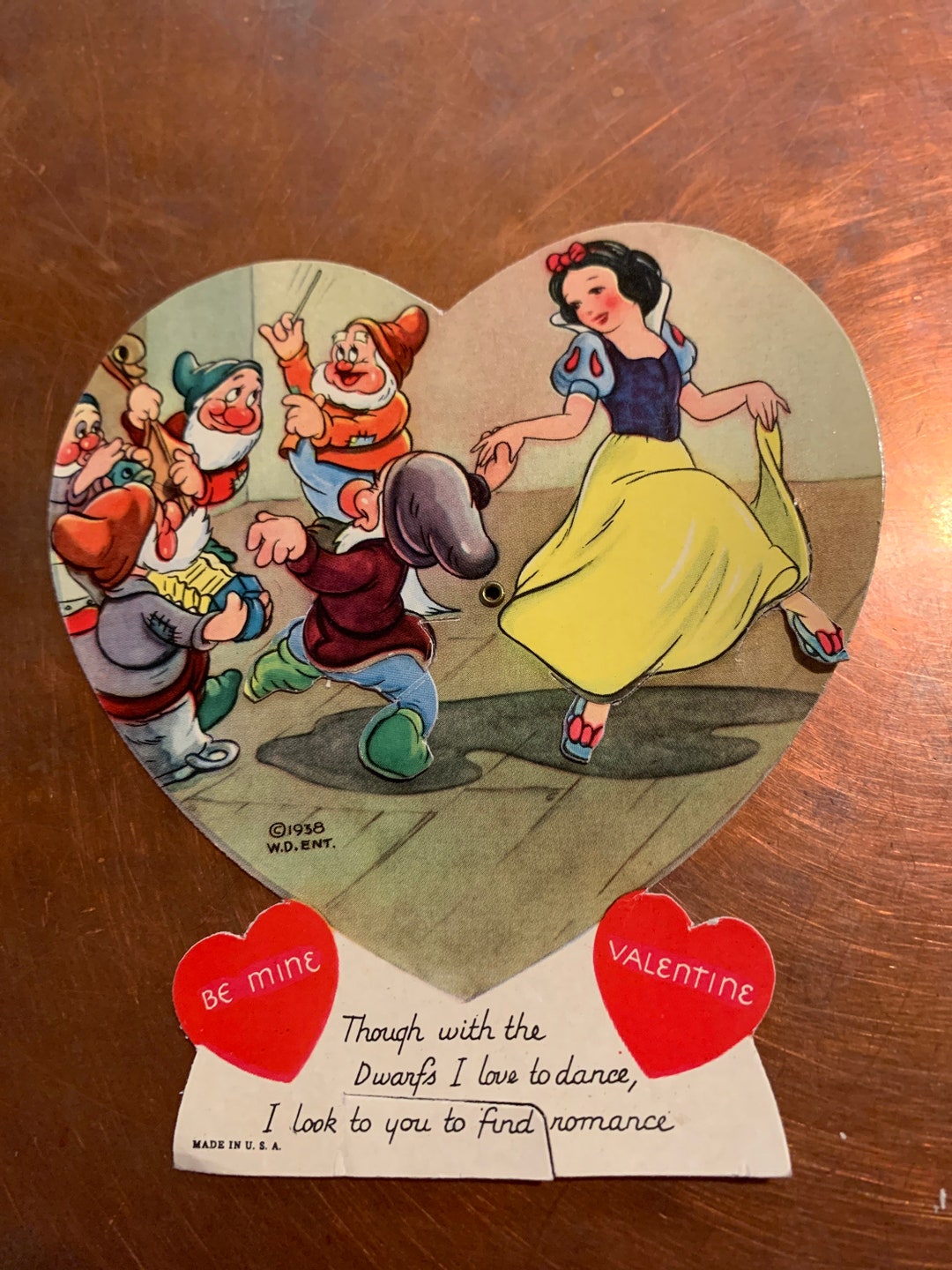 A Nice Disney Heart Shaped Valentine Card Depicting Snow White Dancing ...