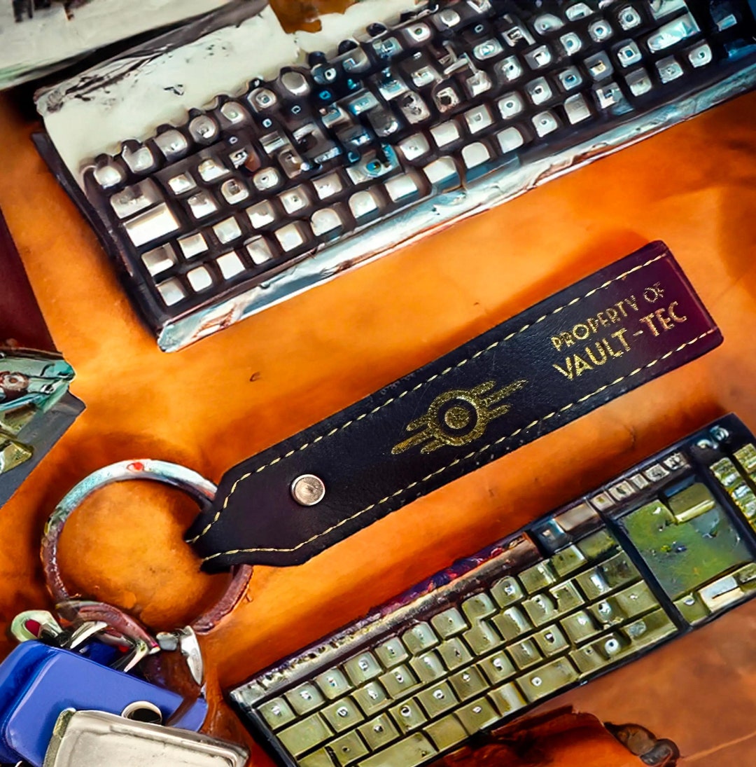 Fallout Inspired Italian Leather Keyring Handcrafted Vault-tec, Nuka ...