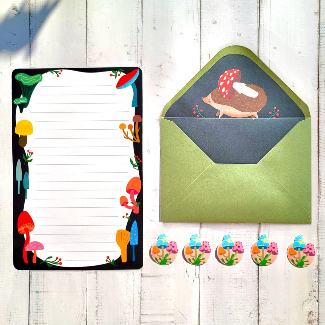 Mushroom Stationery Set - Handmade Letter Writing Paper, Envelopes ...