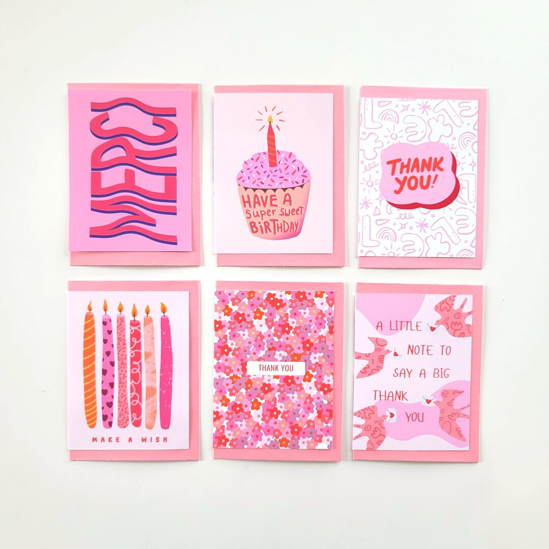 Set of 6 Handmade Blank Greeting & Thank You Cards With Envelopes - Etsy