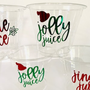 Party Drink Cups Jolly Juice 9 Oz Plastic Disposable Christmas Drink ...