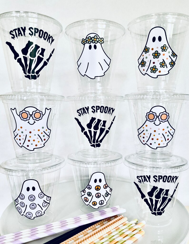 Groovy Halloween Stay Spooky Daisy Ghost Plastic Disposable - Etsy