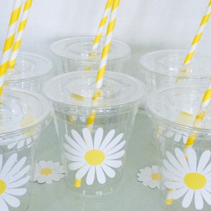 Daisy Plastic Disposable Drink Cups Daisy Wildflower Baby Shower Daisy ...