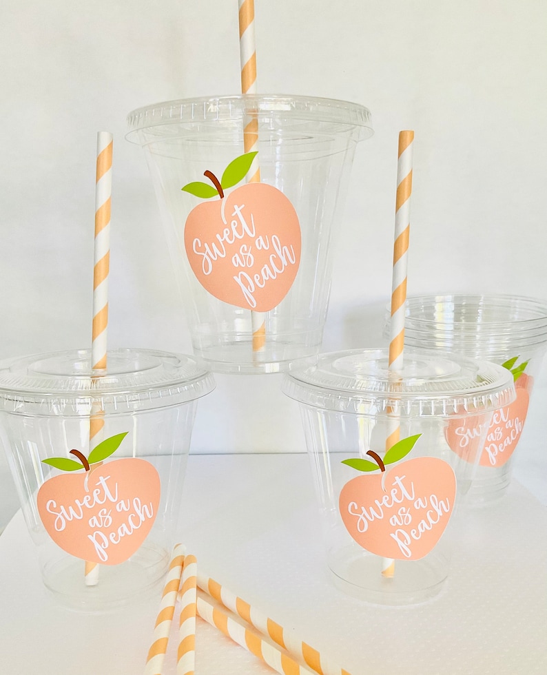 Sweet as a Peach Plastic Disposable Cups Favor Party Cup Sweet as a ...