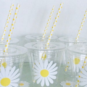 Daisy Plastic Disposable Drink Cups Daisy Wildflower Baby Shower Daisy ...