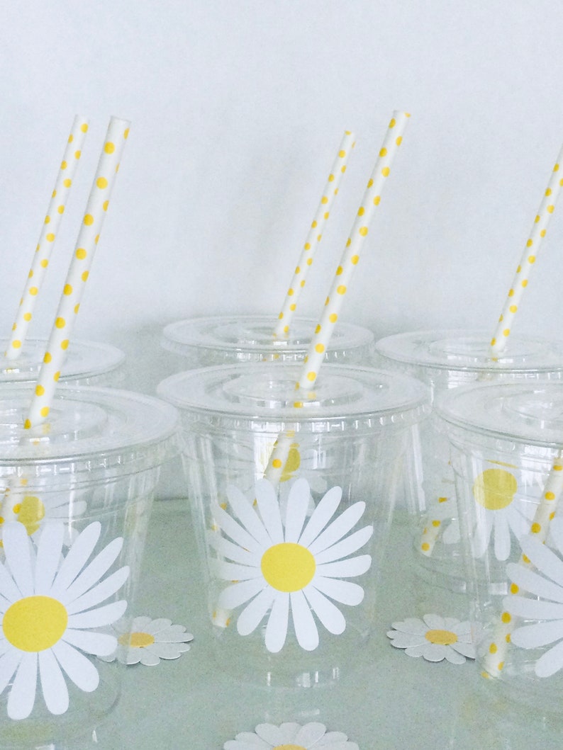 Daisy Plastic Disposable Drink Cups Daisy Wildflower Baby Shower Daisy ...