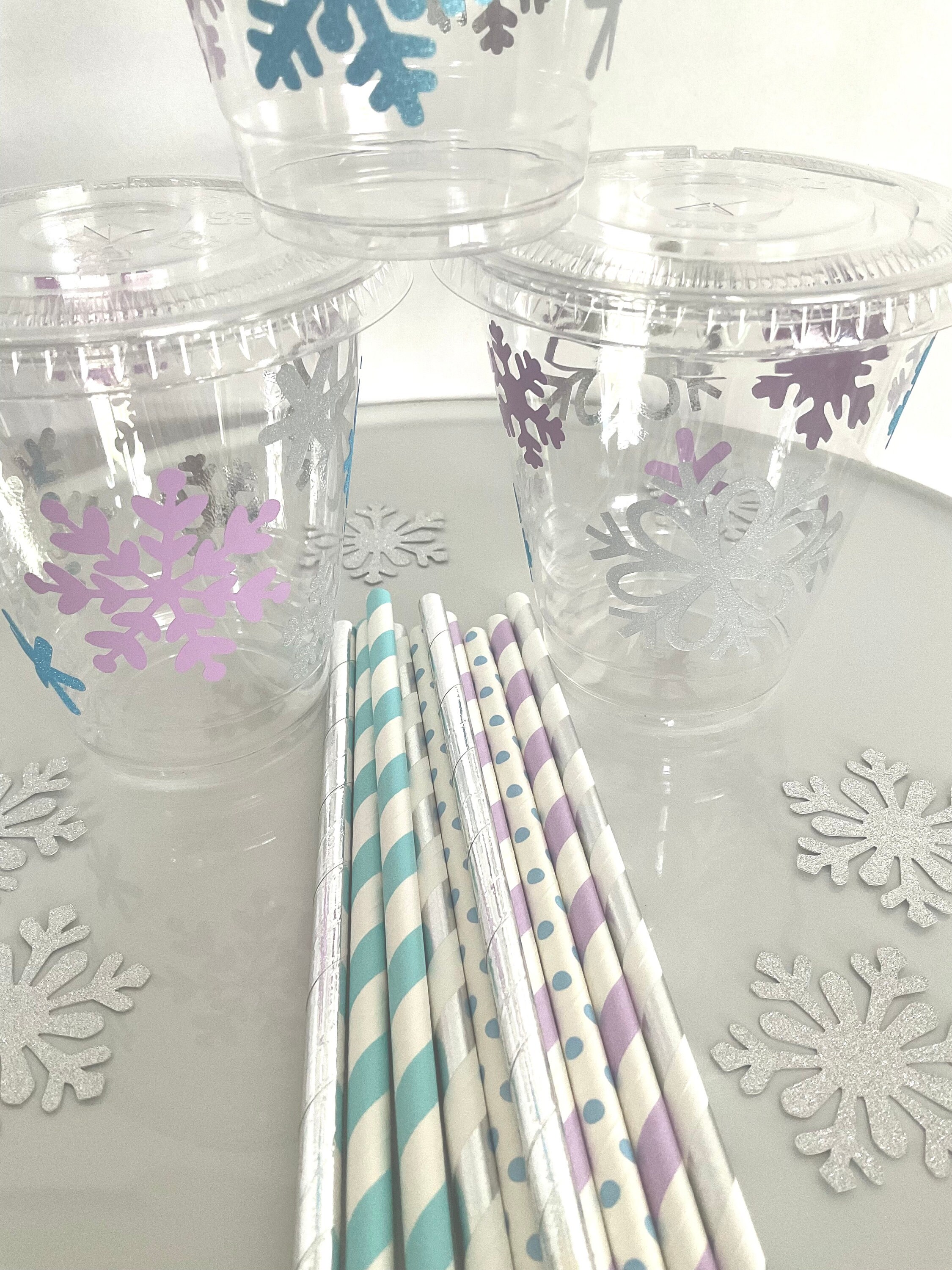 Snowflake Party Favor Cups Princess Party First Birthday Winter ...