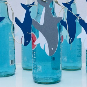 Shark Party Gift Tags Drink Tags Set of 6 Pieced Paper String Tag Favor ...