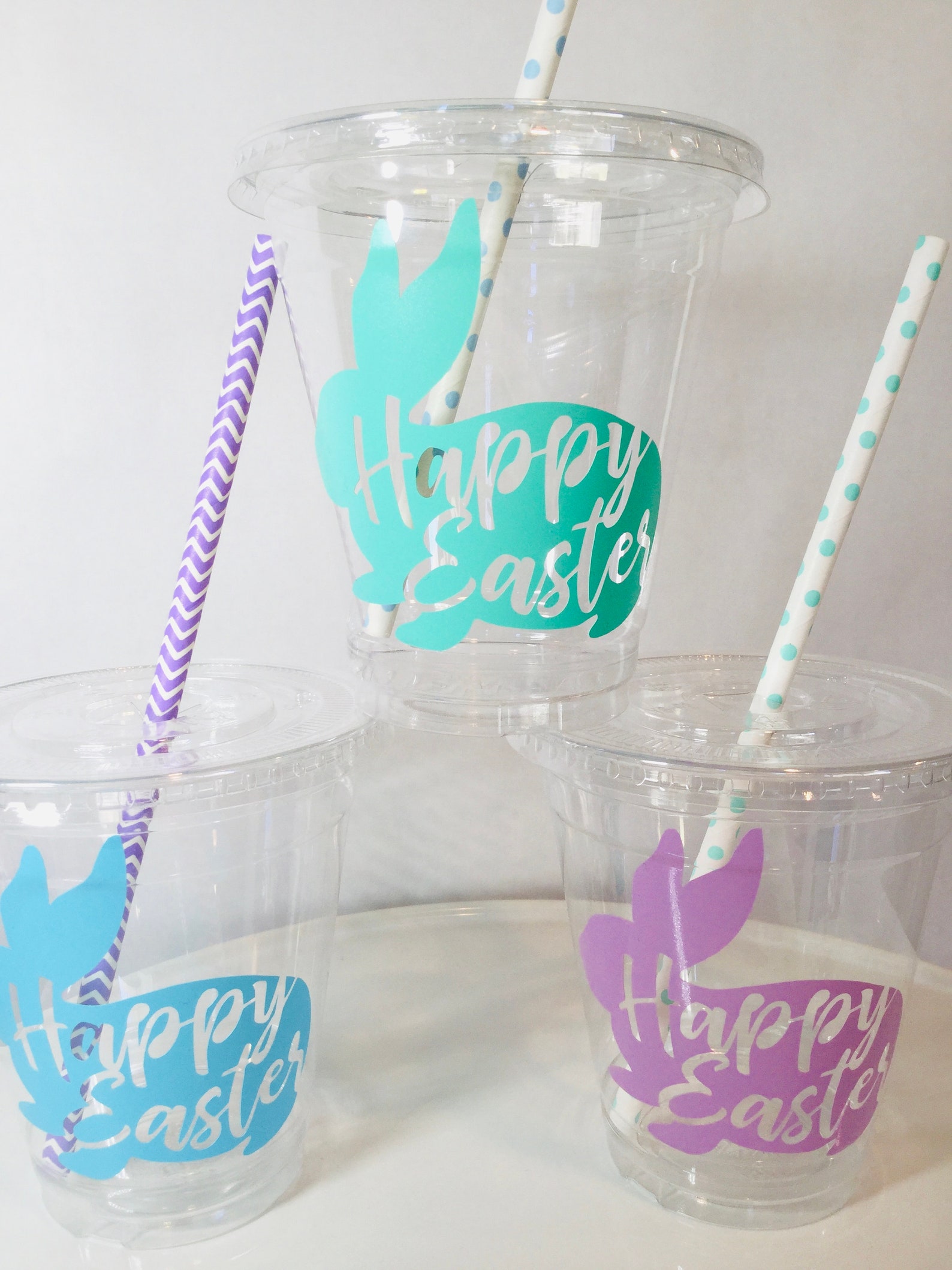 Easter Party Cups Easter Bunny Plastic Cups Lids Paper Straws - Etsy