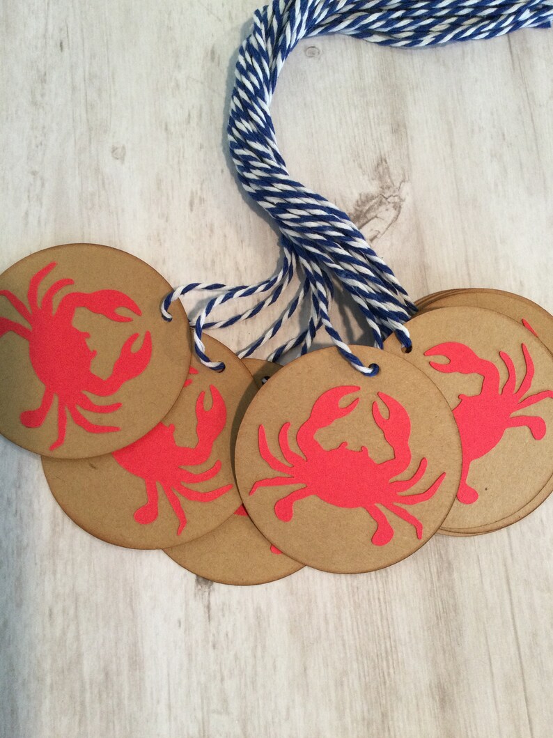 Twelve Kraft Round Crab Gift Tags Wedding Tags Thank You Tags | Etsy