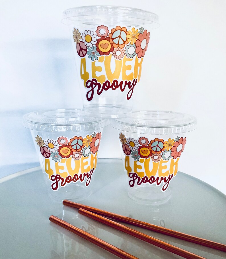 Four Ever Groovy Plastic Disposable Drink Cups Favor Cup - Etsy
