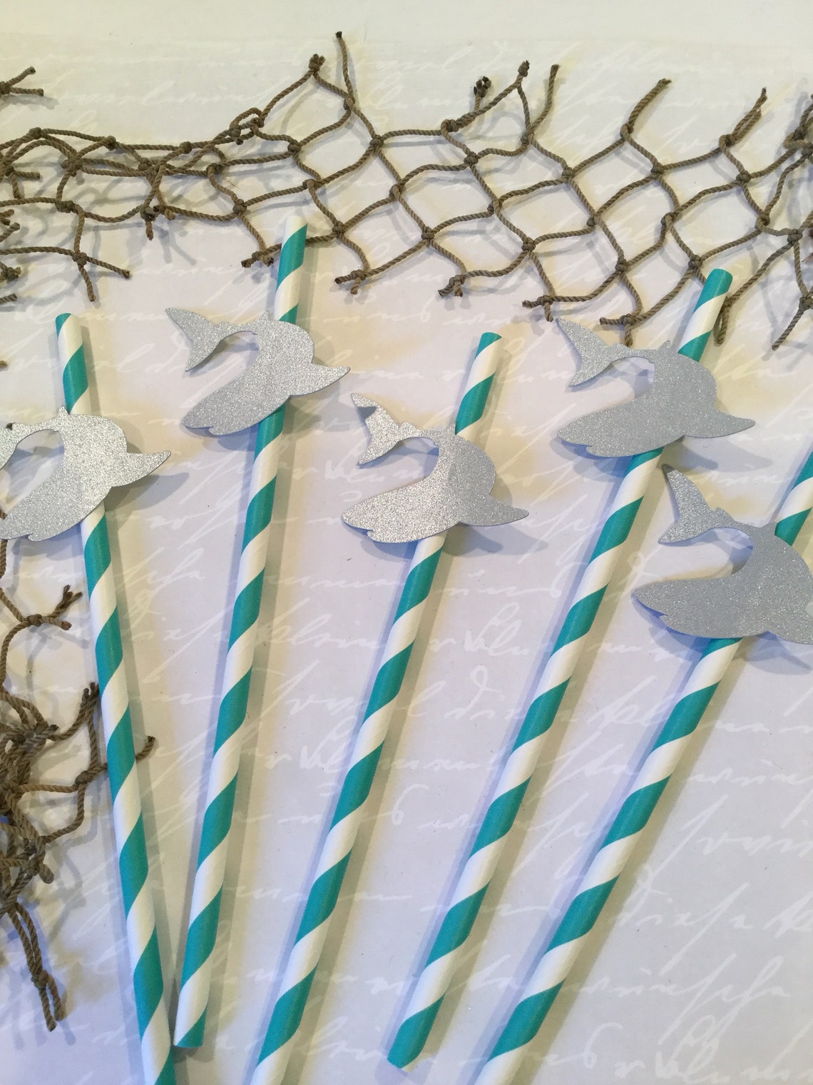 Shark Paper Party Straws Set of 12 Shark Theme Birthday Jaws Theme ...