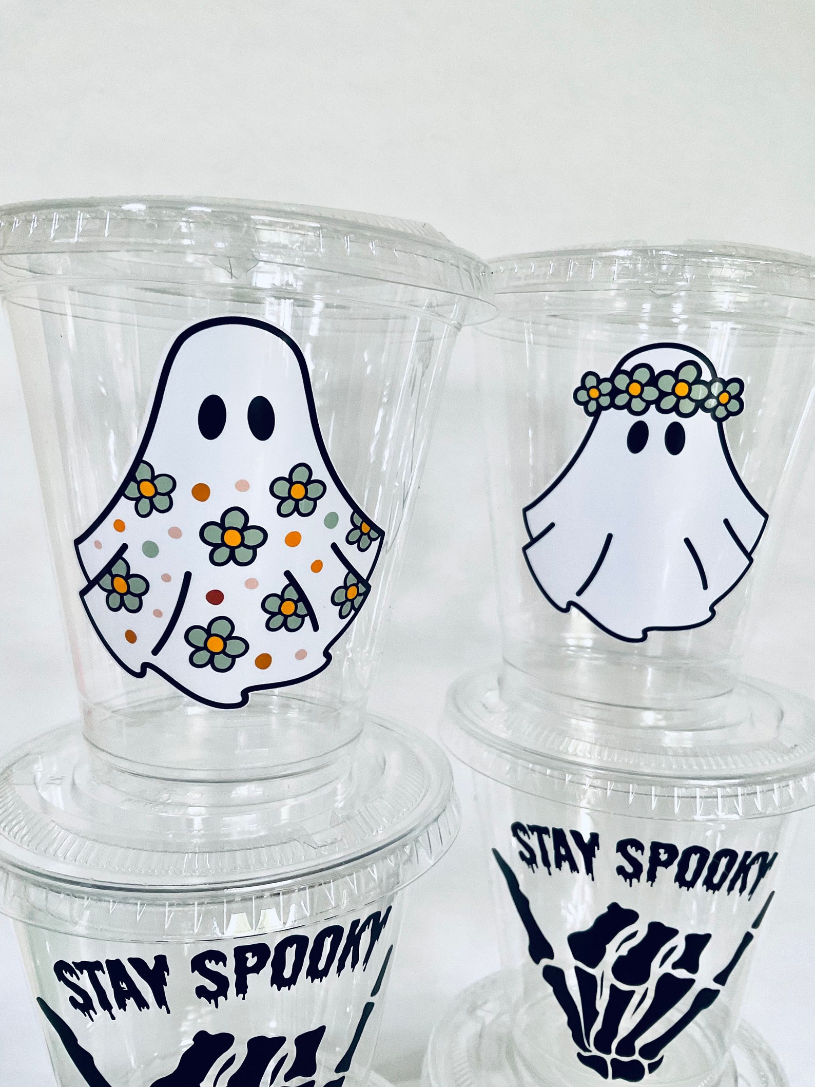 Groovy Halloween Stay Spooky Daisy Ghost Plastic Disposable - Etsy