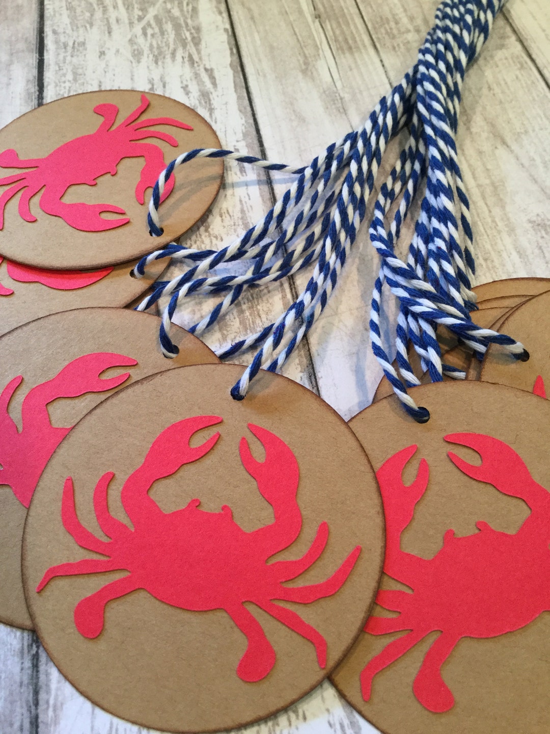 Twelve Kraft Round Crab Gift Tags Wedding Tags Thank You Tags Bridal ...