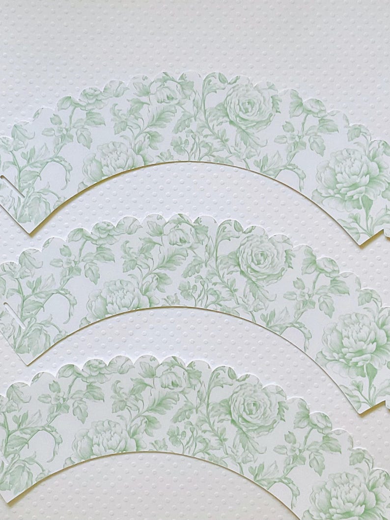 Green Chinoiserie Cupcake Premade Wrappers Set of 12 - Etsy