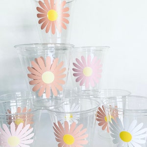 Daisy Plastic Disposable Drink Favor Cups Wildflower Baby Shower Daisy ...