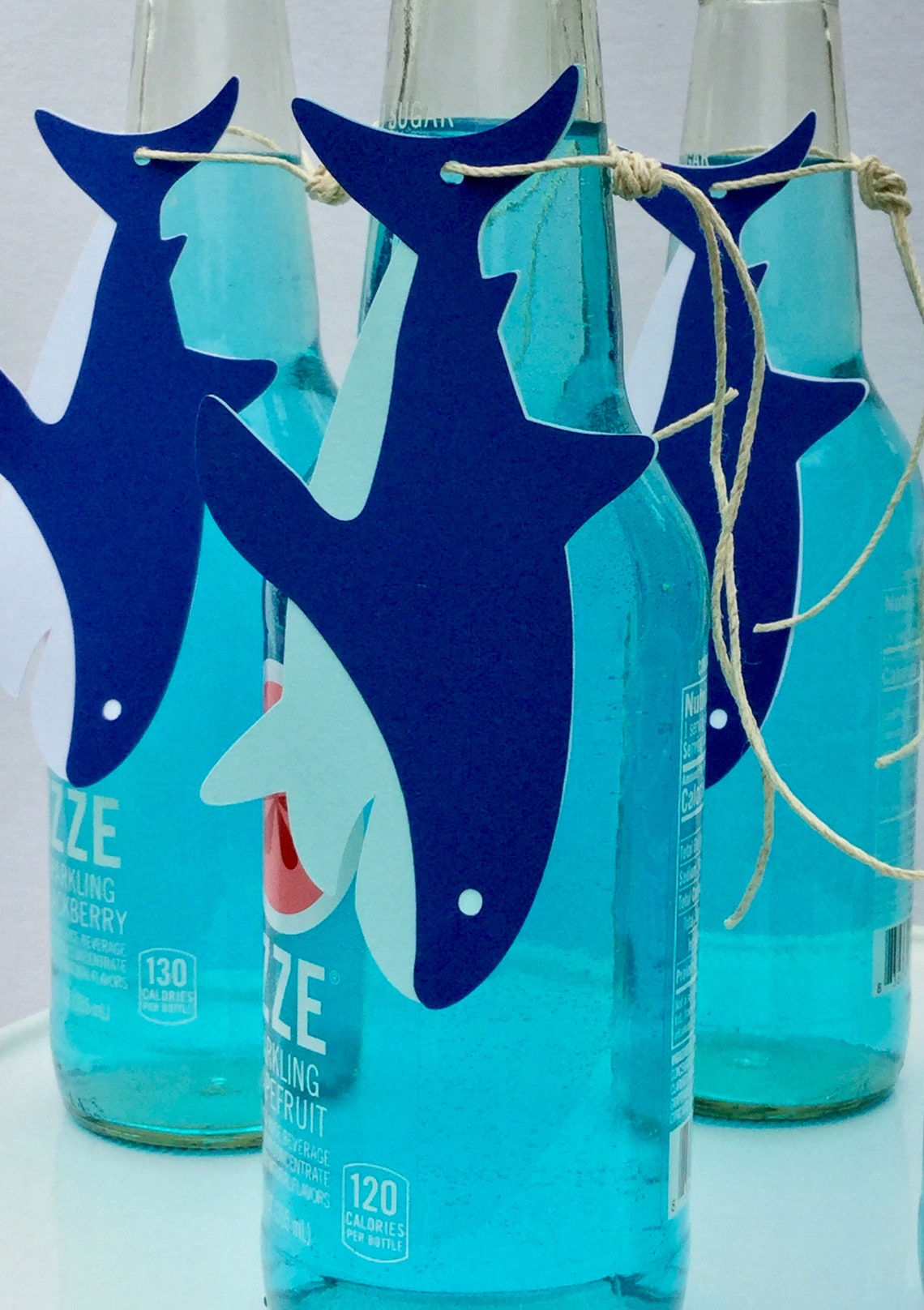 Shark Party Gift Tags Drink Tags Set of 6 Pieced Paper String - Etsy