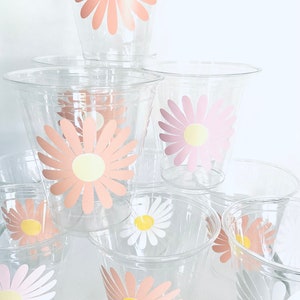 Daisy Plastic Disposable Drink Favor Cups Wildflower Baby Shower Daisy ...