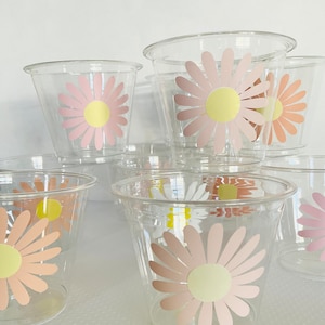 Daisy Wildflower Party Cups 9 Oz Plastic Disposable Wine Drink Favor ...