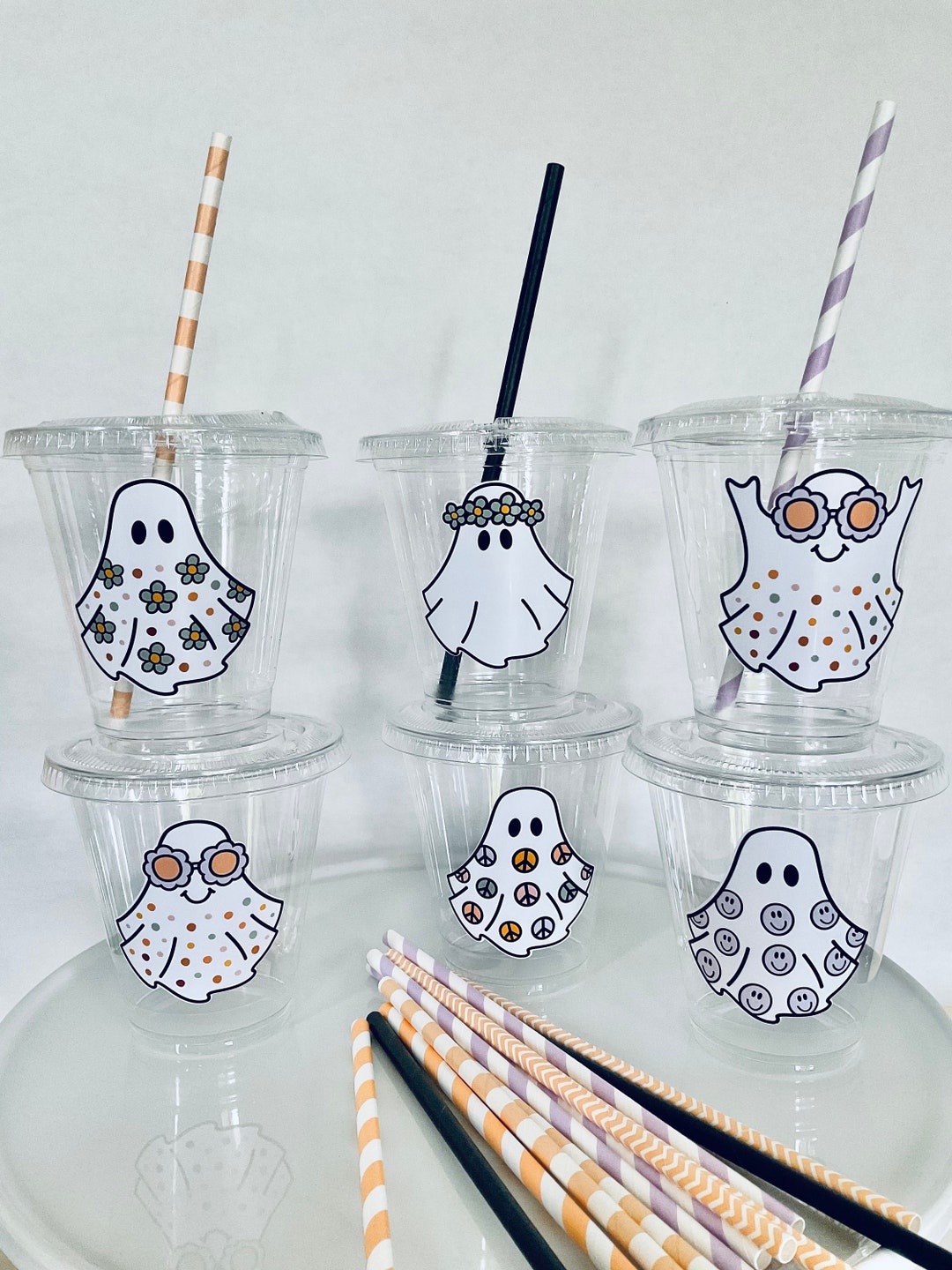 Groovy Halloween Stay Spooky Daisy Ghost Plastic Disposable Favor Cup ...