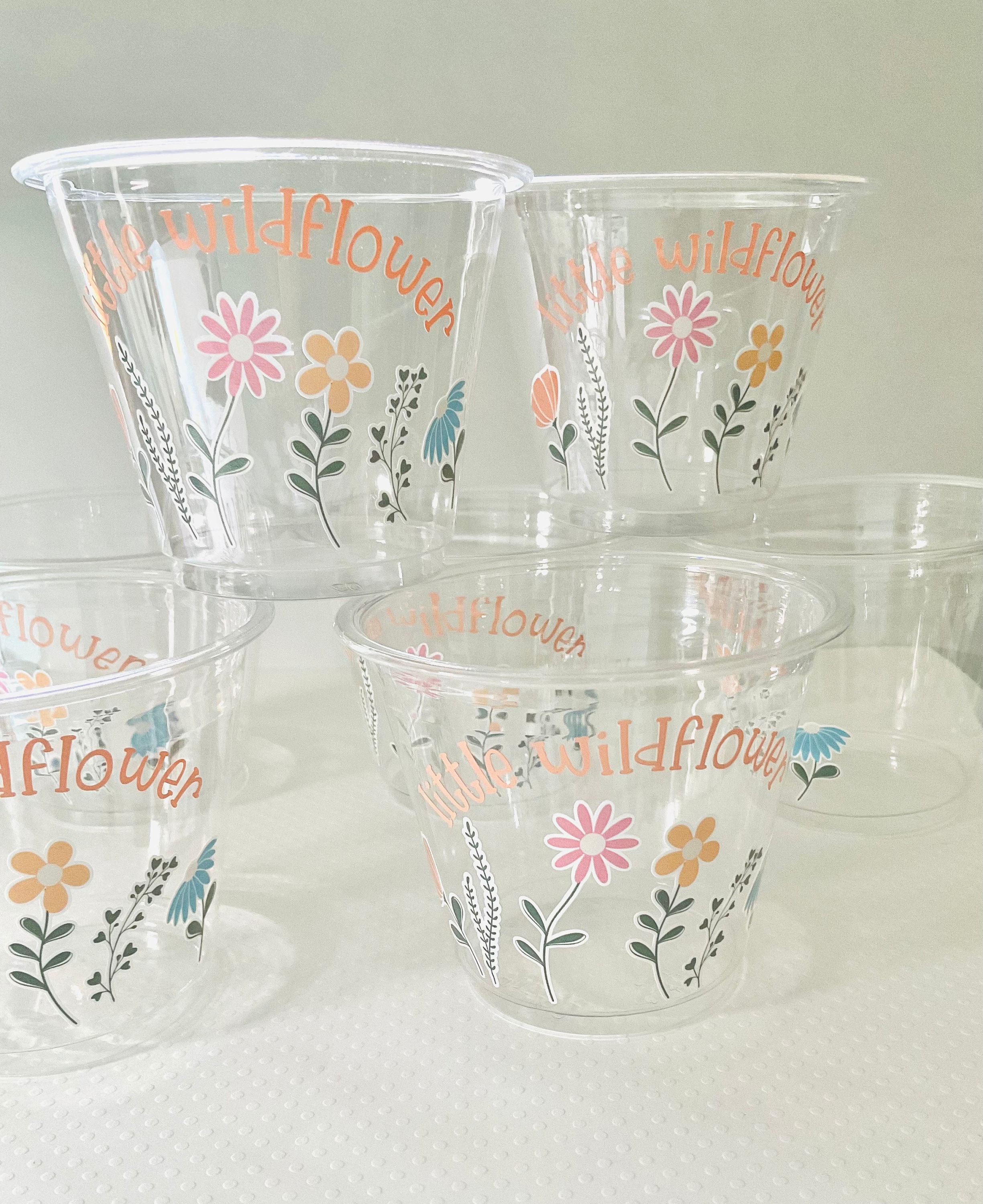 Baby in Bloom Little Wildflower Party Cups 9 Oz Plastic Disposable Wine ...