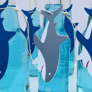 Shark Party Gift Tags Drink Tags Set of 6 Pieced Paper String Tag Favor ...