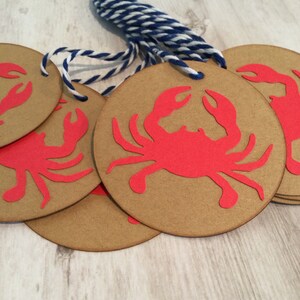 Twelve Kraft Round Crab Gift Tags Wedding Tags Thank You Tags Bridal ...