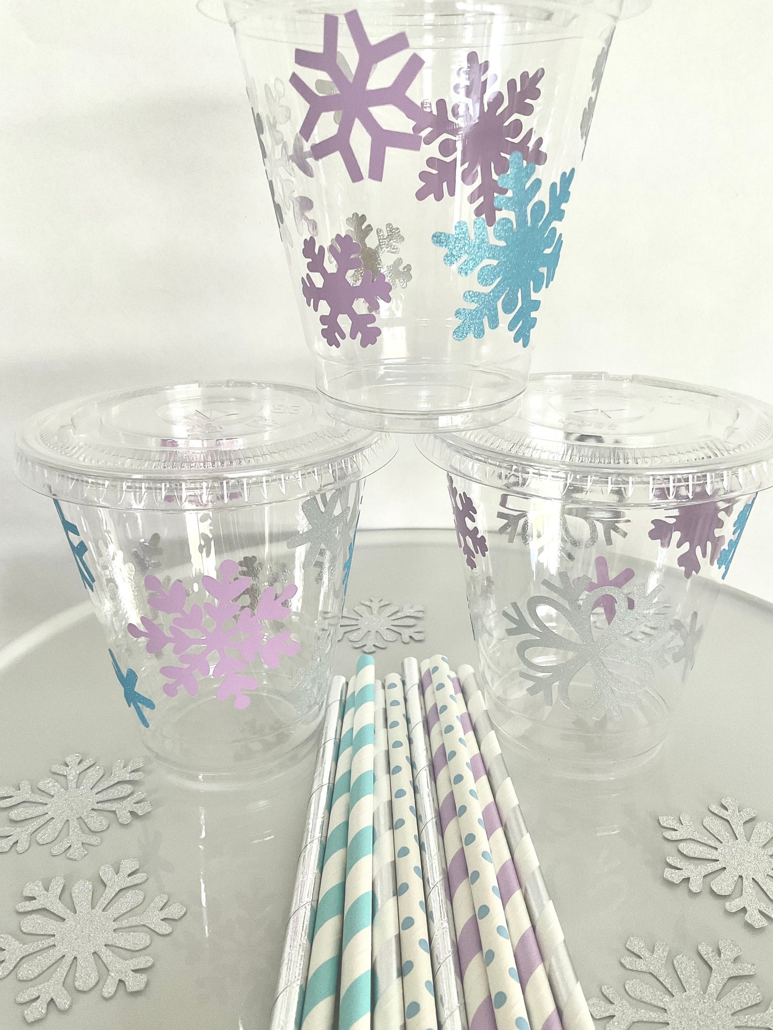 Snowflake Party Favor Cups Princess Party First Birthday Winter ...