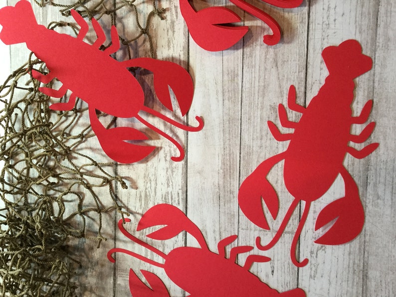 Large Red Paper Die Cut Lobster Set of 12 Ocean Sea Creature Jumbo ...