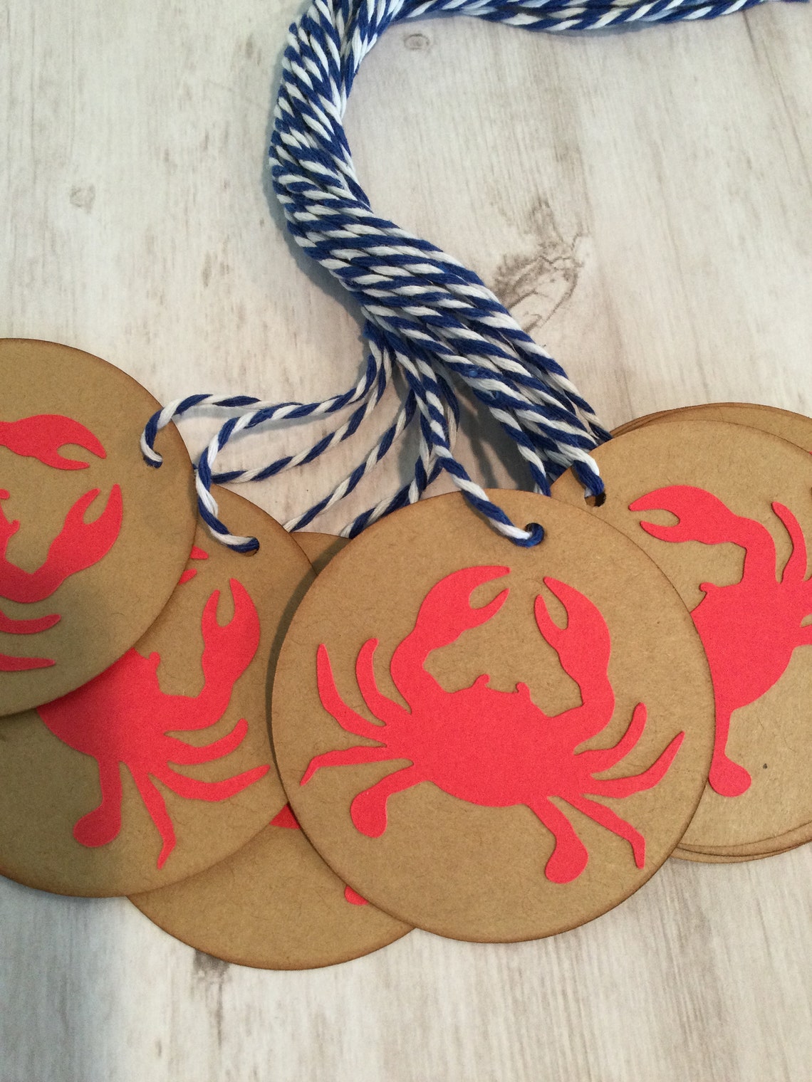 Twelve Kraft Round Crab Gift Tags Wedding Tags Thank You Tags | Etsy
