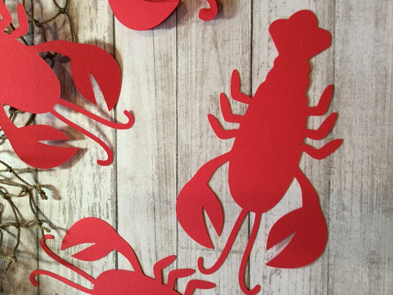 Large Red Paper Die Cut Lobster Set of 12 Ocean Sea Creature Jumbo ...