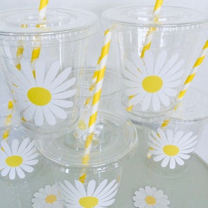 Daisy Plastic Disposable Drink Cups Daisy Wildflower Baby Shower Daisy ...