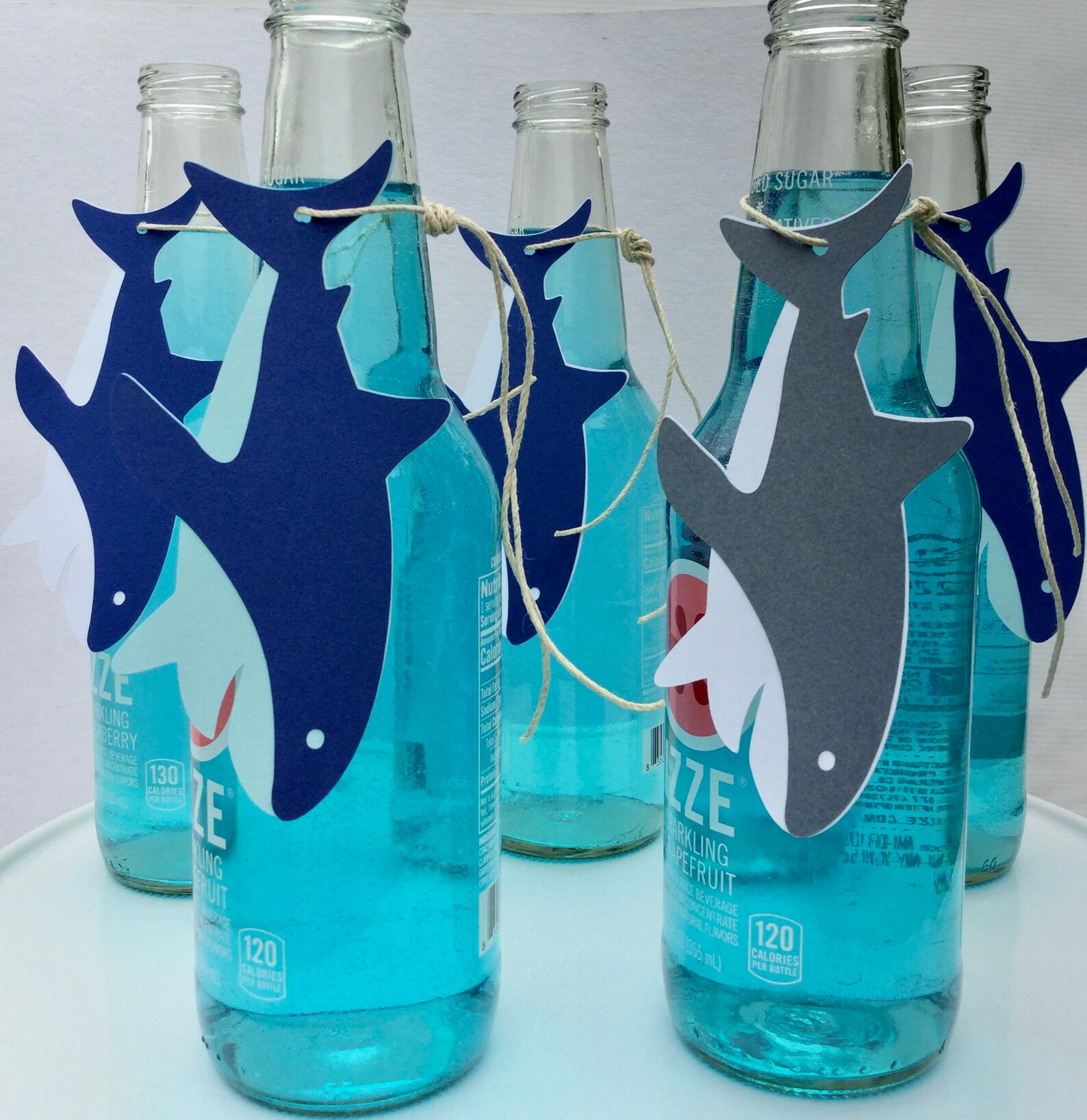 Shark Party Gift Tags Drink Tags Set of 6 Pieced Paper String - Etsy