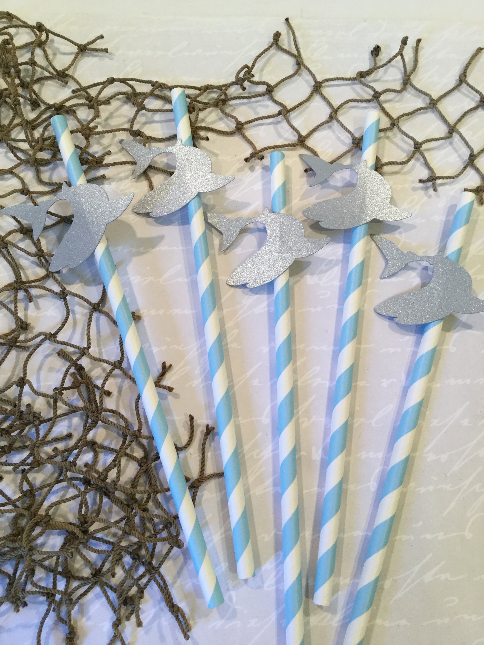 Shark Paper Party Straws Set of 12 Shark Theme Birthday Jaws - Etsy