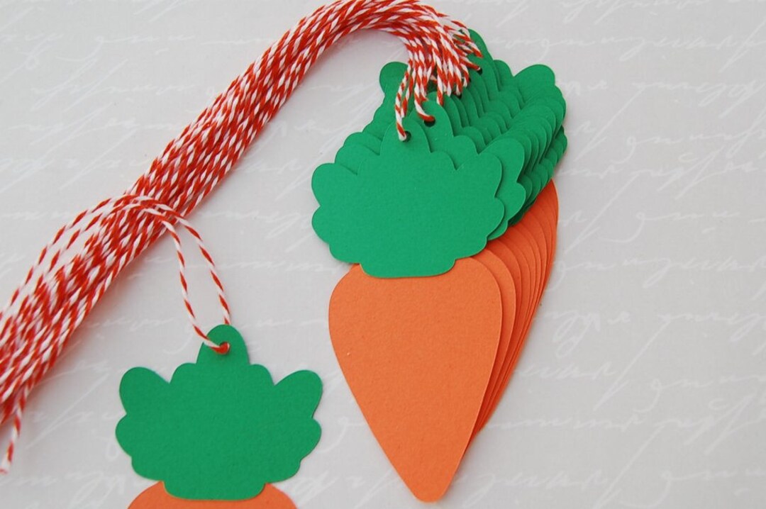 Set of 6 Carrot Tags Orange White Bakers Twine Peter Rabbit Theme Baby ...